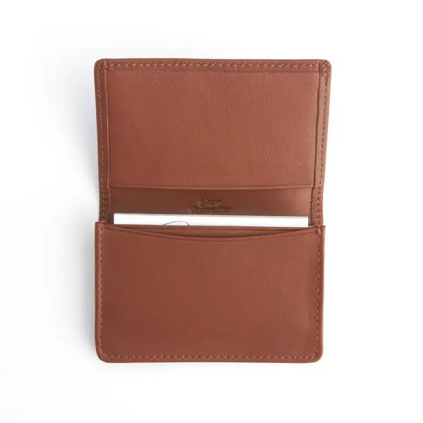 ROYCE NEW YORK Business Card Holder Wallet - Tan