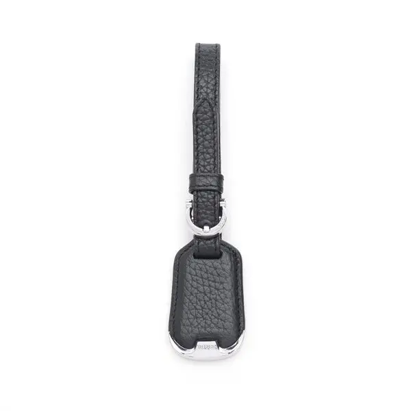 ROYCE NEW YORK American Nappa Leather Bag Tag With Silver-tone Hardware - Black Pebble