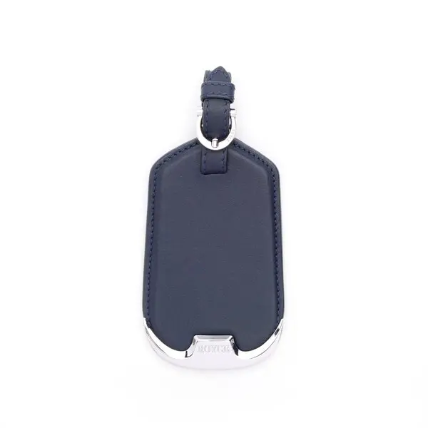 ROYCE NEW YORK Handcrafted Nappa Leather Luggage Tag With Silver-tone Hardware - Blue