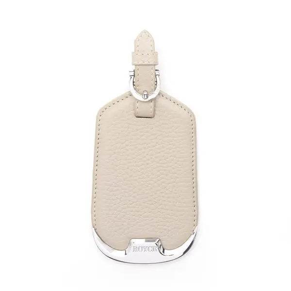 ROYCE NEW YORK Handcrafted Nappa Leather Luggage Tag With Silver-tone Hardware - Taupe