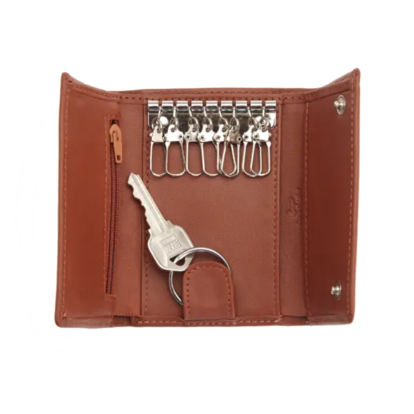 ROYCE NEW YORK Key Case Organizer Wallet - Tan
