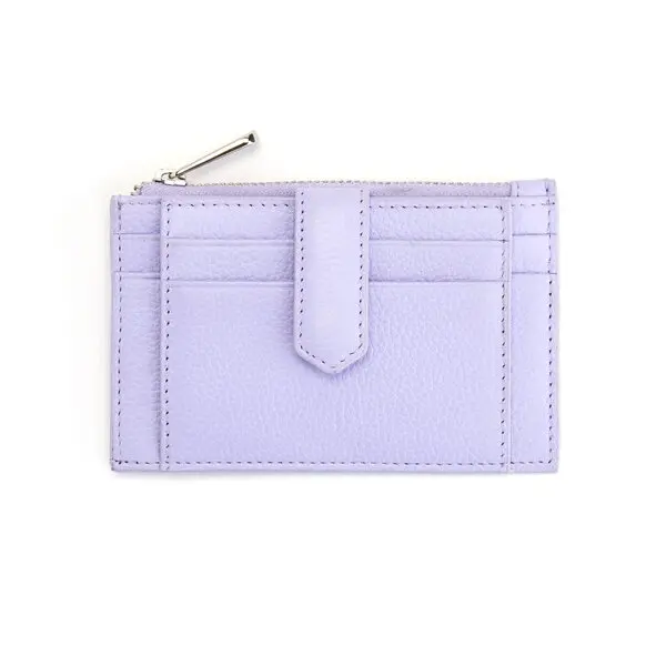 ROYCE NEW YORK Zippered Compact Card Wallet - Lavender