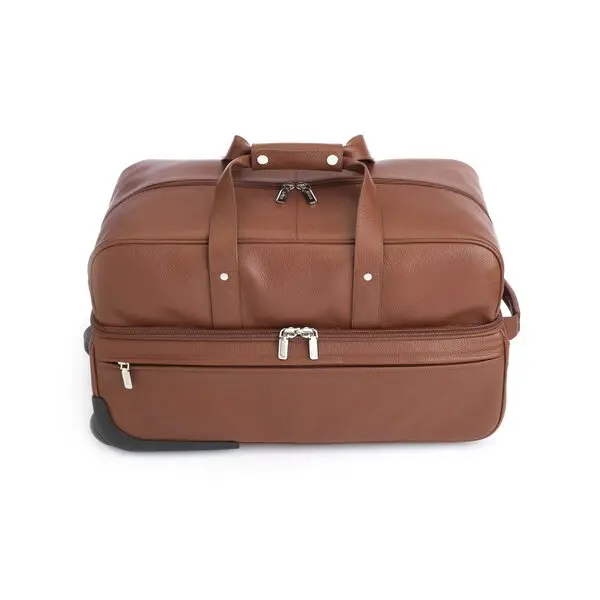 ROYCE NEW YORK Executive Rolling Duffel Bag - Tan