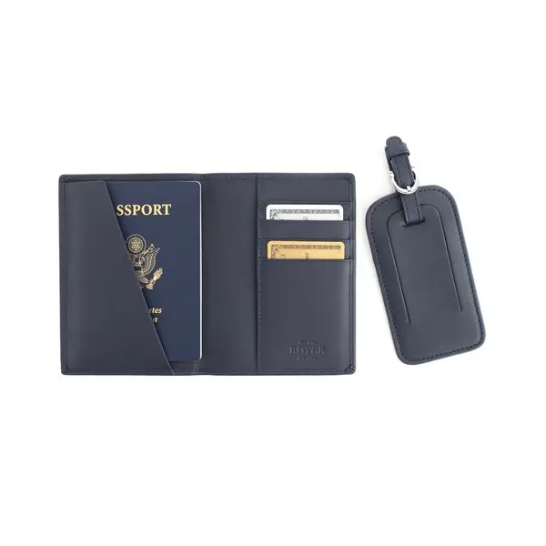 ROYCE NEW YORK Rfid Passport Case And Luggage Tag Set - Blue
