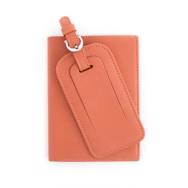 ROYCE NEW YORK Rfid Passport Case And Luggage Tag Set - Orange