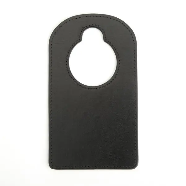 ROYCE NEW YORK Handcrafted Leather Door Hanger With Monogram Personalization - Black
