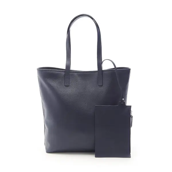 ROYCE NEW YORK Tall Leather Tote Bag With Detachable Wristlet - Blue