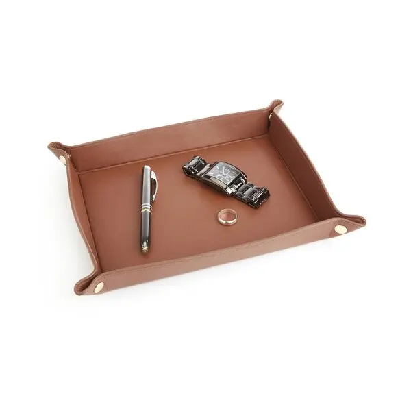 ROYCE NEW YORK Large Catchall Valet Tray - Tan