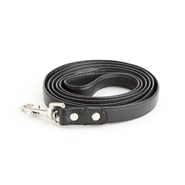 ROYCE NEW YORK 6 Foot Leather Dog Leash With Personalization Option - Black