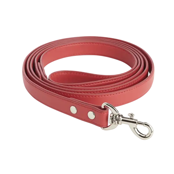 ROYCE NEW YORK 6 Foot Leather Dog Leash With Personalization Option - Red