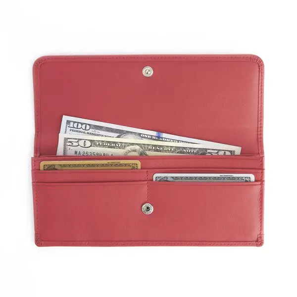 ROYCE NEW YORK Rfid Blocking Clutch Wallet - Red