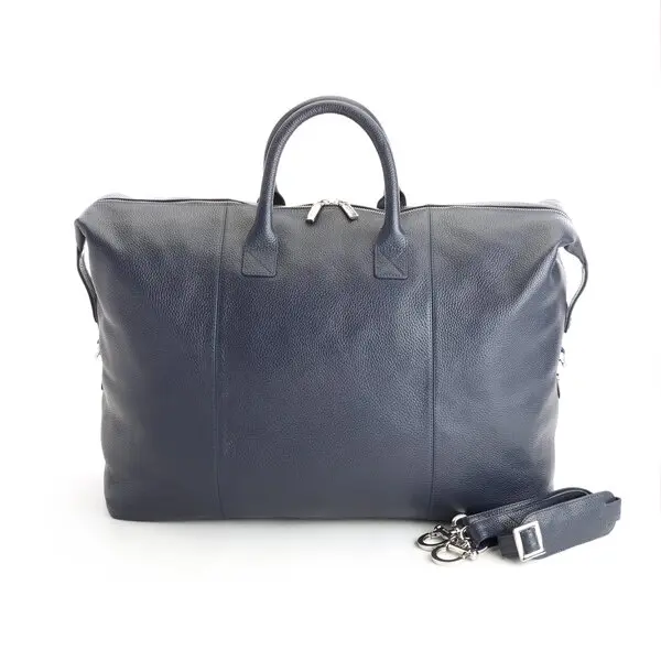ROYCE NEW YORK Pebble Leather Weekender Duffel Bag - Blue
