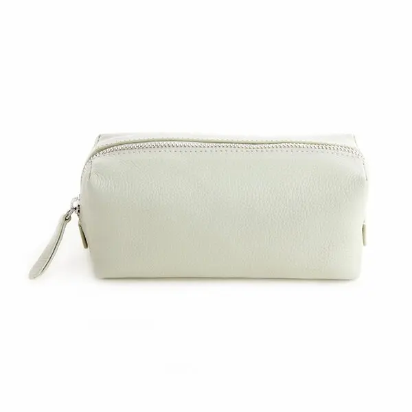 ROYCE NEW YORK Compact Travel Organizer Bag In Pebble Grain Leather With Zippered Closure - Sage