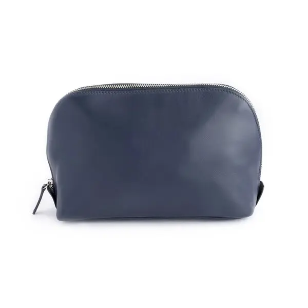 ROYCE NEW YORK Large Leather Cosmetic And Travel Bag - Blue