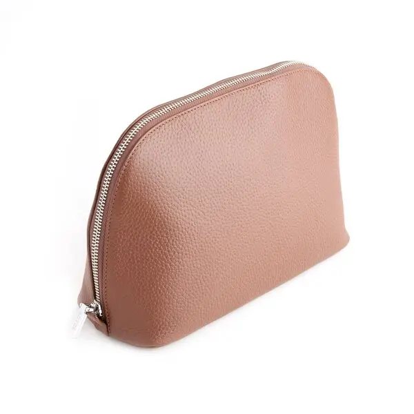 ROYCE NEW YORK Large Leather Cosmetic And Travel Bag - Tan