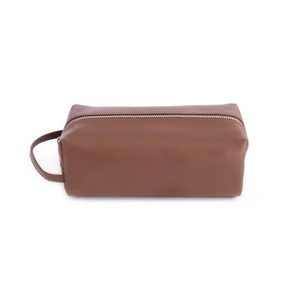 ROYCE NEW YORK Compact Toiletry Cosmetic Bag - Tan
