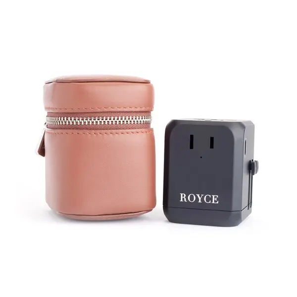 ROYCE NEW YORK International Travel Adapter And Leather Case - Tan