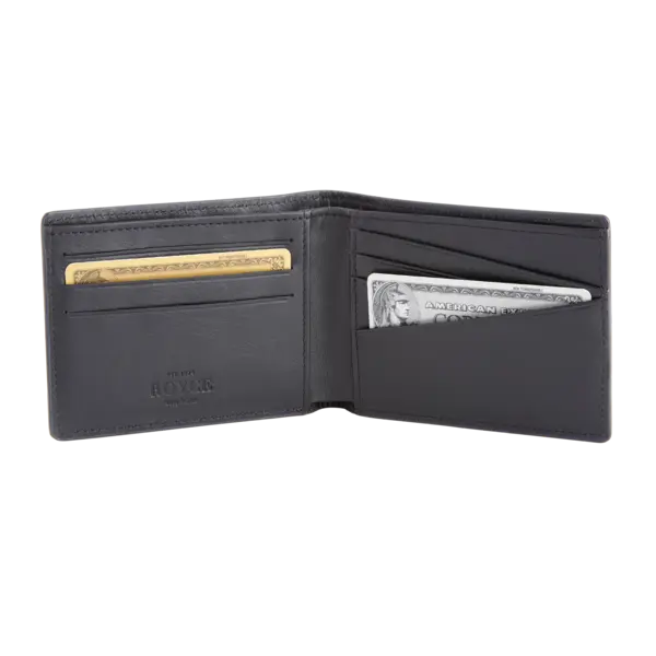 ROYCE NEW YORK Rfid Blocking Slim Bifold Wallet - Blue-black