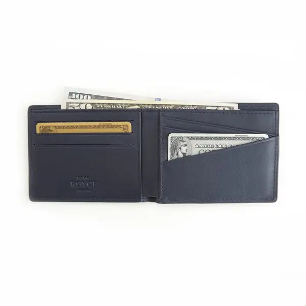 ROYCE NEW YORK Rfid Blocking Slim Bifold Wallet - Blue
