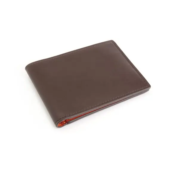 ROYCE NEW YORK Rfid Blocking Slim Bifold Wallet - Coco-orange