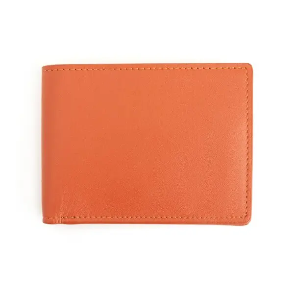 ROYCE NEW YORK Rfid Blocking Slim Bifold Wallet - Orange