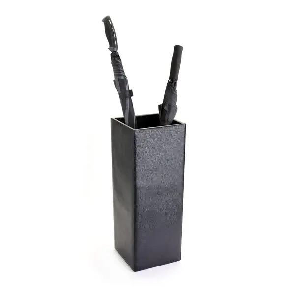 ROYCE NEW YORK Handcrafted Leather Umbrella Stand - Black