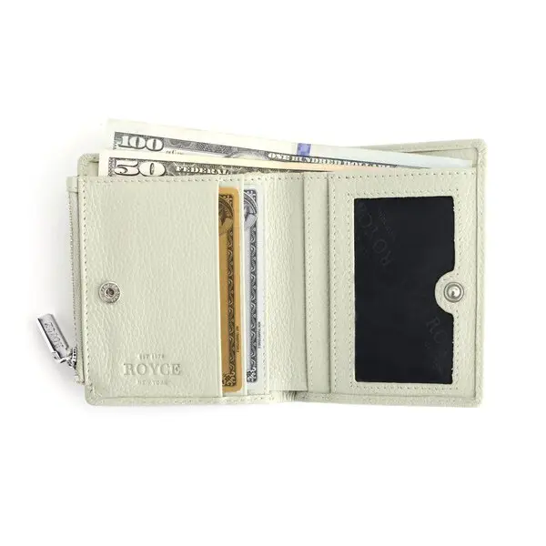 ROYCE NEW YORK Compact Rfid Blocking Zip Wallet - Sage