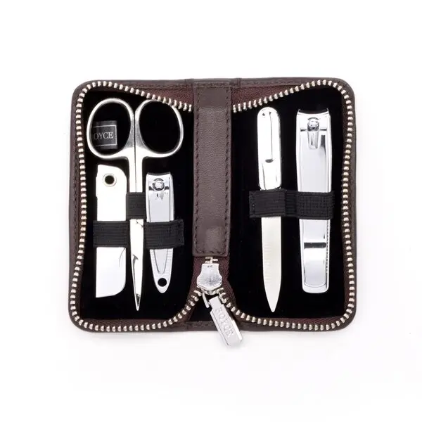 ROYCE NEW YORK Compact Grooming Manicure Kit - Chestnut Brown