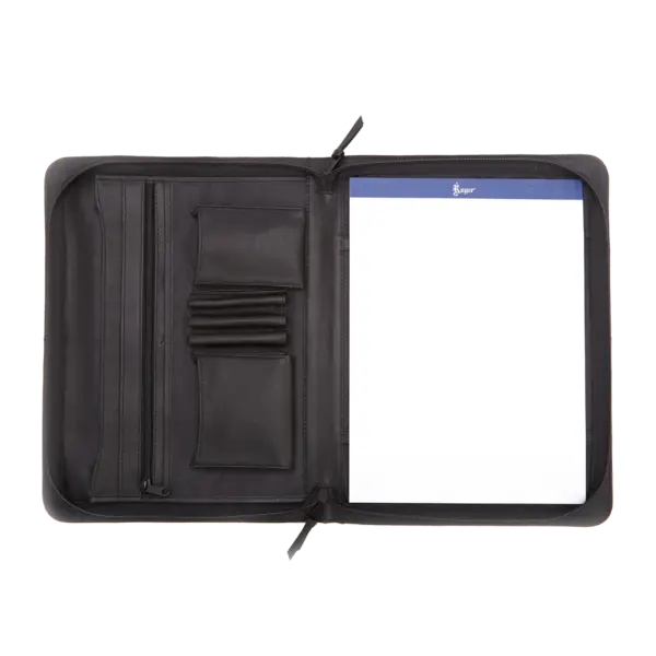 ROYCE NEW YORK Zippered Writing Portfolio Organizer - Black