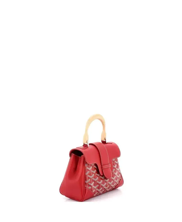 Goyard Saigon Top Handle Bag Coated Canvas With Leather - Red