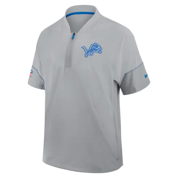 Nike Detroit Lions Nfl 1/2-zip Short-sleeve Hooded Jacket - Grey