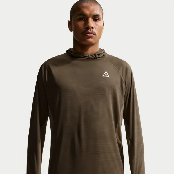 Nike Solar Chase Dri-fit Uv Protection Hooded Trail Running Top - Brown