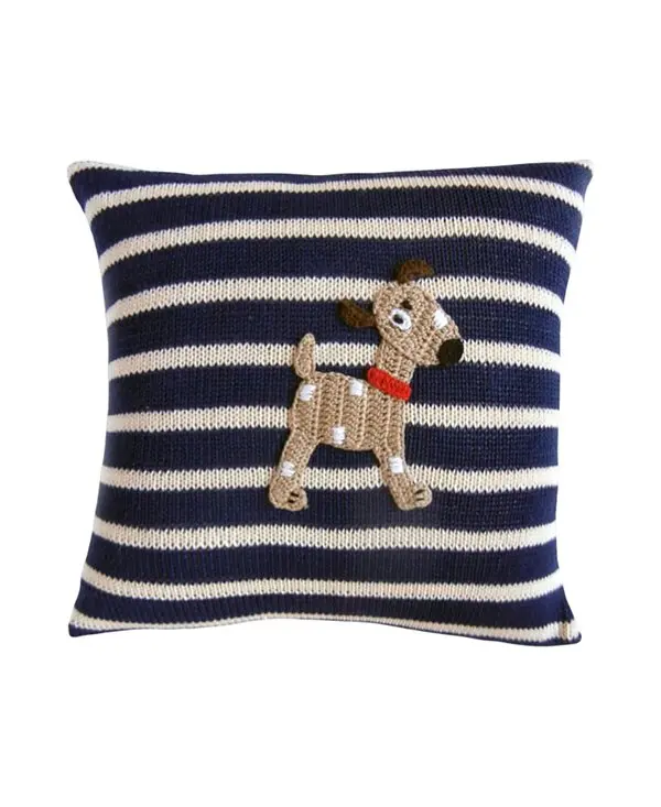 MELANGE COLLECTION Knit Cotton 10 Spotted Dog Pillow - Navy