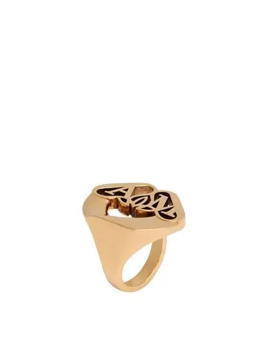 Alexander McQueen Tone Metal Ring With Logo - Gold