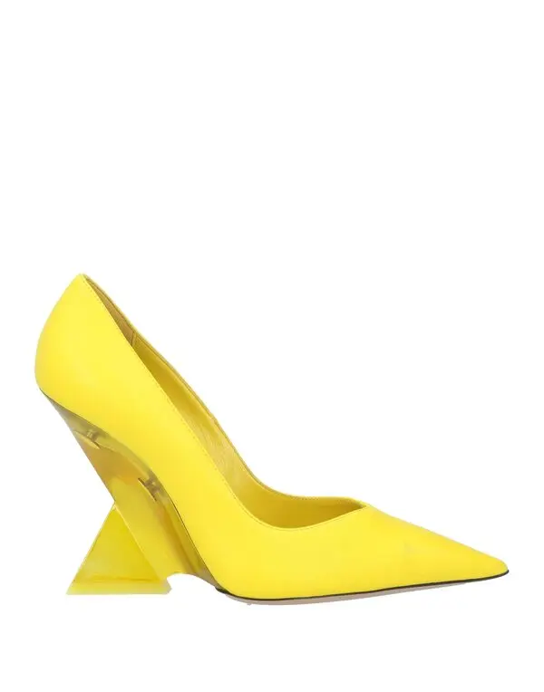 Attico Leather Pointed Toe Cone Heel Pumps - Yellow
