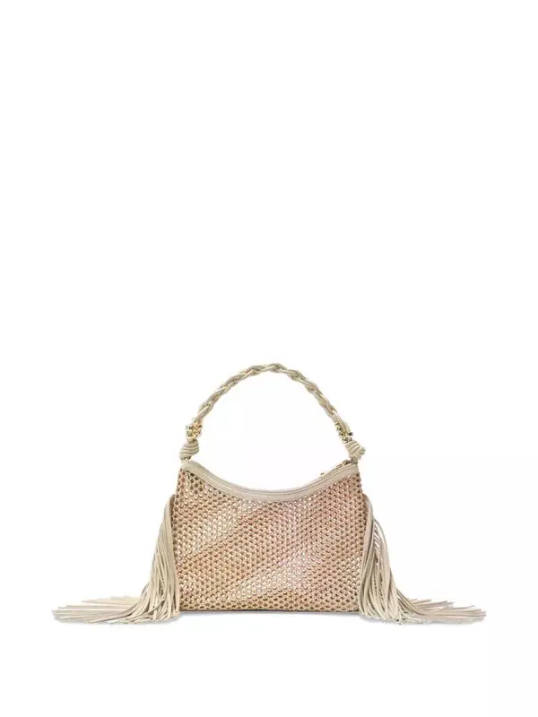 Maje Fringed Open-knit Shoulder Bag