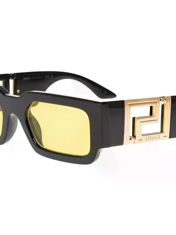 Versace Greca Rectangle-frame Sunglasses - Black