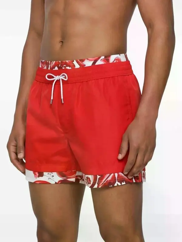 Dolce & Gabbana Majolica Print Swim Boxer Shorts - Red