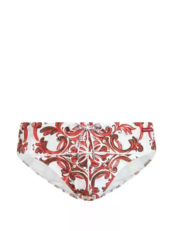 Dolce & Gabbana Majolica-print High Swim Briefs - Red