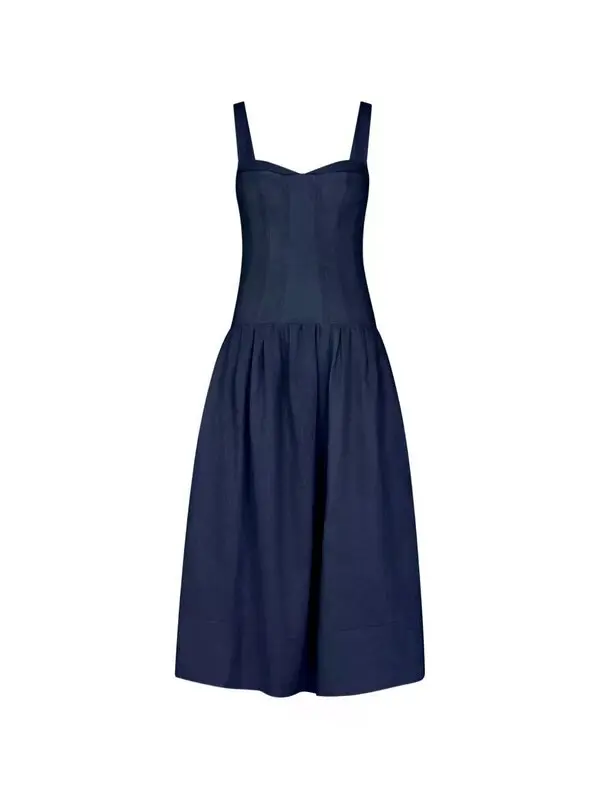 NICHOLAS Makenna Drop-waist Corset Midi Dress - Blue