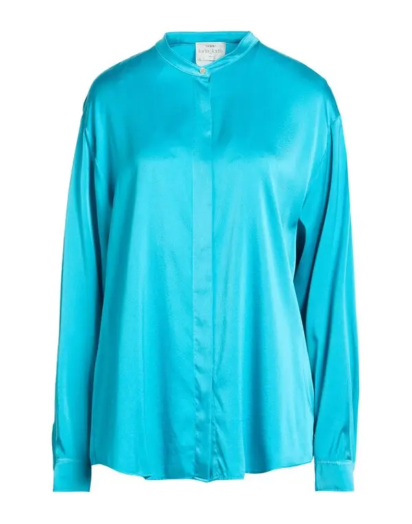 FORTE_FORTE Satin Mandarin Collar Long Sleeve Shirt