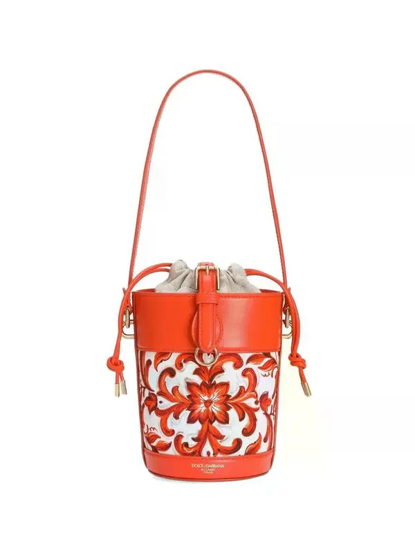Dolce & Gabbana Capri Canvas Bucket Bag With Majolica Print