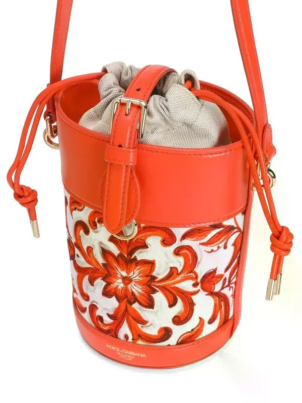 Dolce & Gabbana Capri Canvas Bucket Bag With Majolica Print