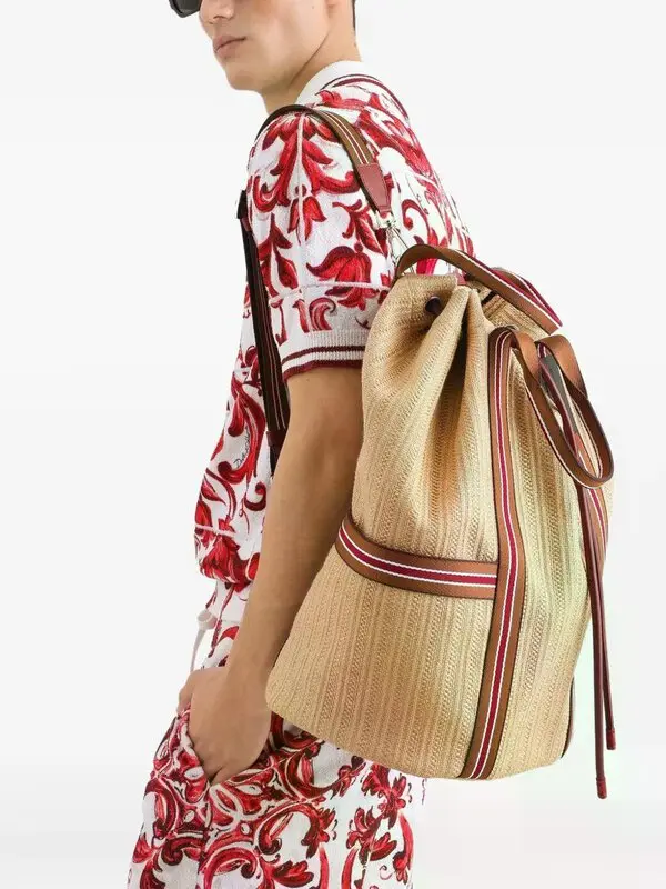 Dolce & Gabbana Raffia And Calfskin Backpack