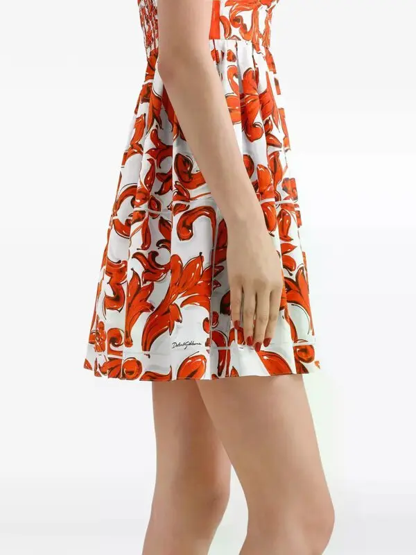 Dolce & Gabbana Majolica Print Poplin Bustier Dress