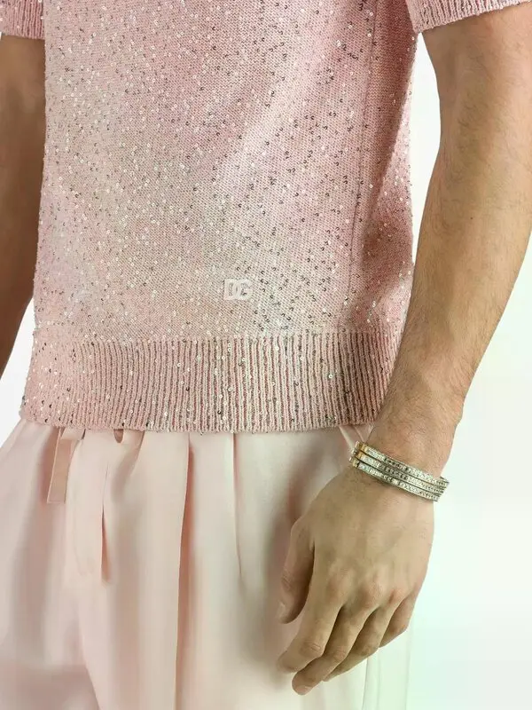 Dolce & Gabbana Silk Polo Shirt With Sequins