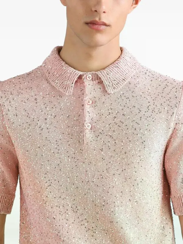 Dolce & Gabbana Silk Polo Shirt With Sequins