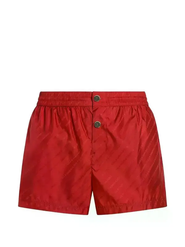 Dolce & Gabbana Short Swim Boxer Shorts With Logo Jacquard - Red