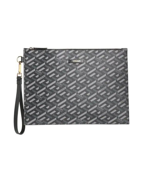 Versace Logo-print Textile Fibers Wristlet Clutch