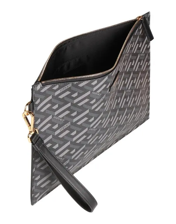 Versace Logo-print Textile Fibers Wristlet Clutch